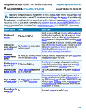 Fillable Online English PDF - 1 of 6 Summary of Benefits and Coverage ...