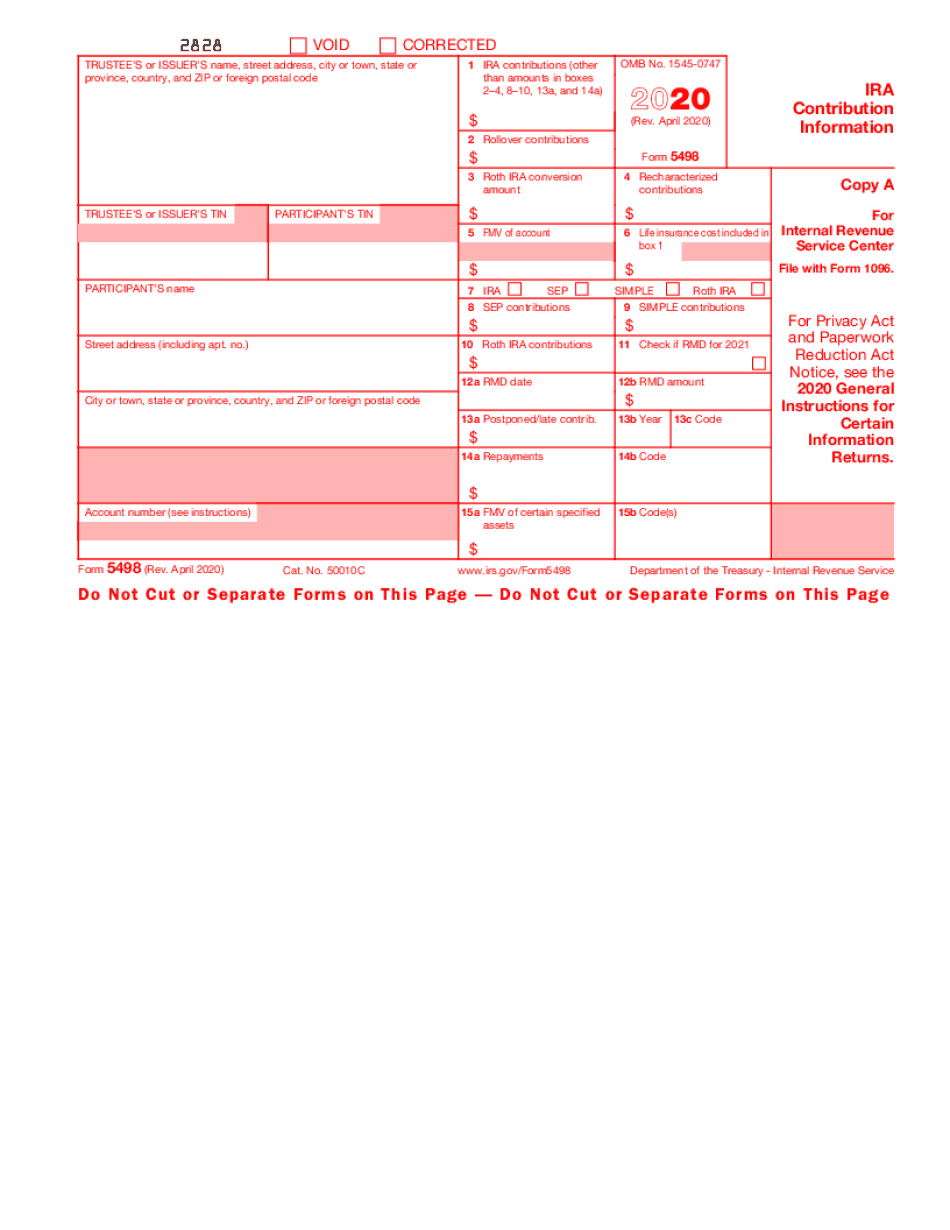 Form 5498 sa Instructions 2020 Fill Online Printable Fillable Blank