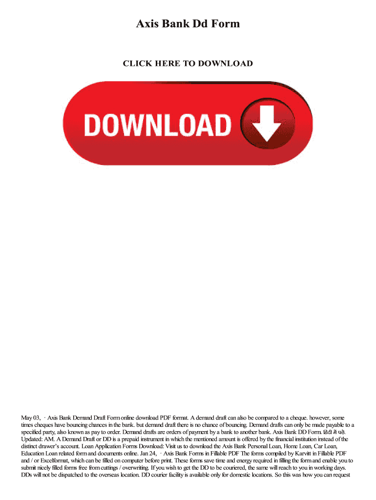 Axis Bank Demand Draft Form - Fill and Sign Printable Template Online ...