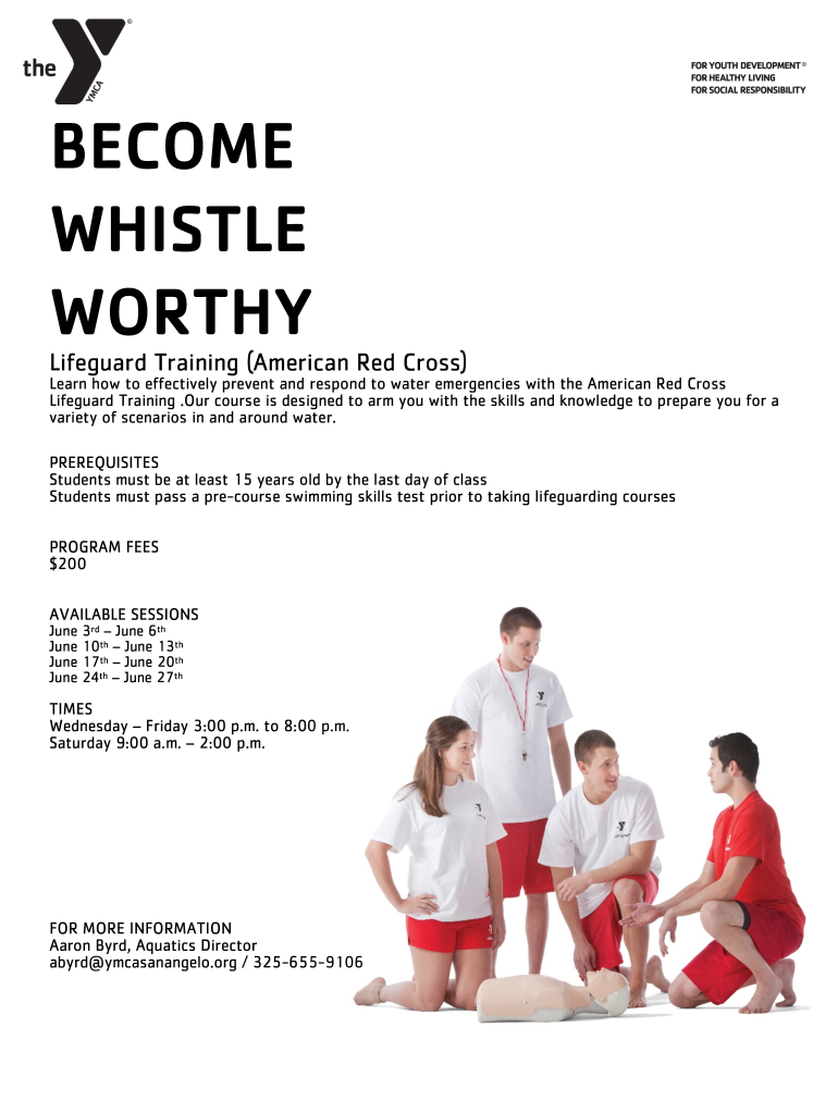 Fillable Online BECOME WHISTLE WORTHY - San Angelo Ymca Fax Email Print ...