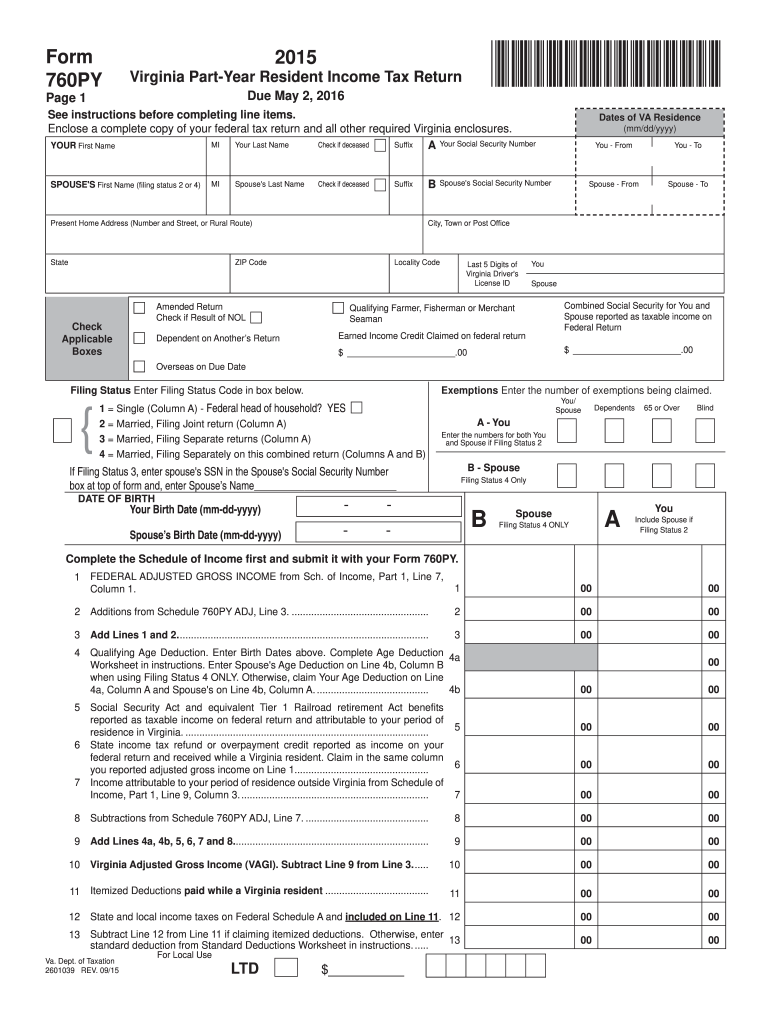 Fillable Online 760PY. 760PY - Part-Year Resident Individual Income Tax Return Fax Email Print ...