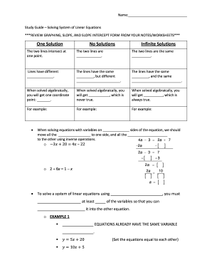 Fillable Online Study Guide Solving System of Linear Equations Fax ...