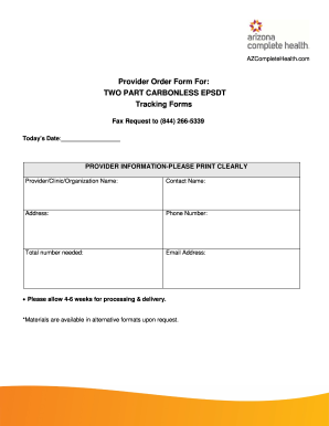 Fillable Online Provider Order Form For. TWO PART CARBONLESS EPSDT ...