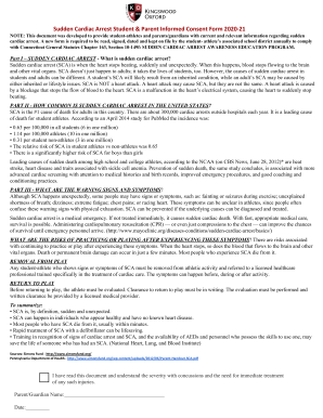 Fillable Online Sudden Cardiac Arrest Consent Form - Region 18 Fax ...