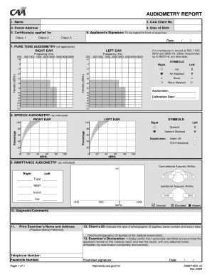 Fillable Online AUDIOMETRY REPORT Fax Email Print - pdfFiller