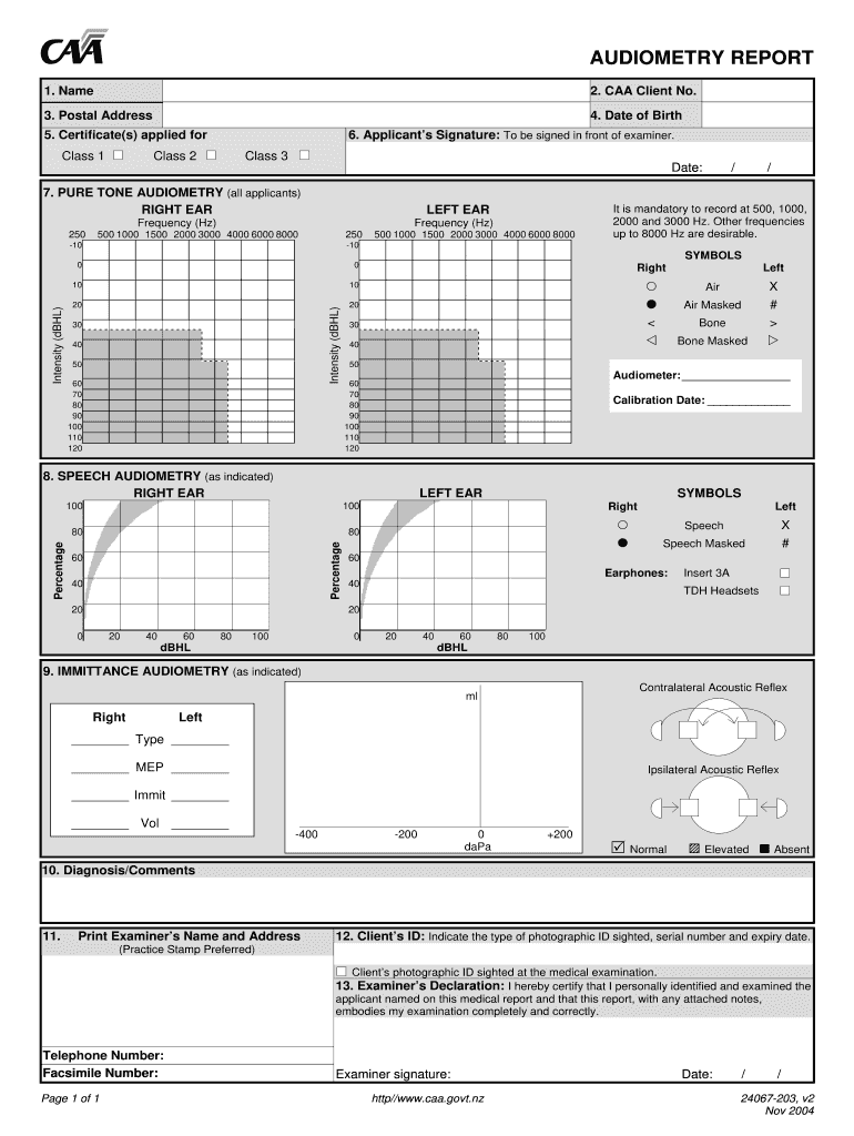Fillable Online AUDIOMETRY REPORT Fax Email Print - pdfFiller