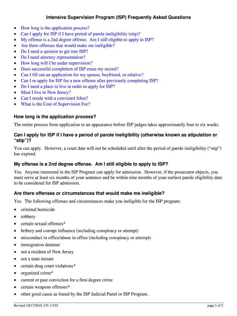 Fillable Online Intensive Supervision Program Brochure ISP- NJ ... Fax ...
