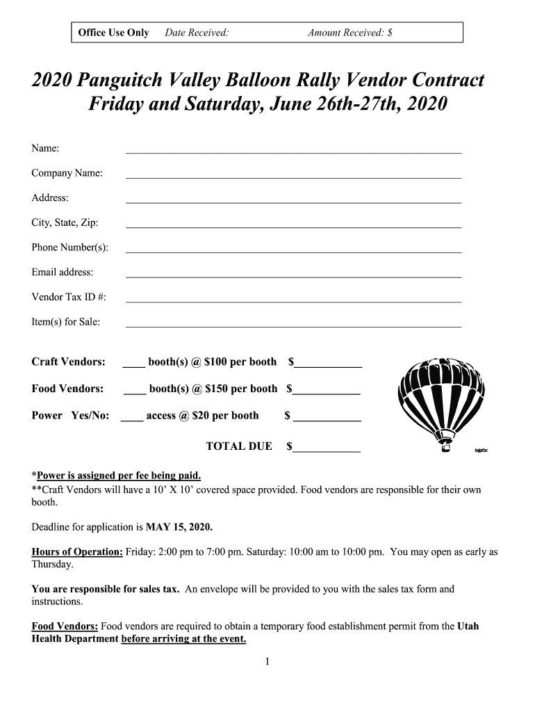 Fillable Online 'Panguitch Valley Balloon Rally ' offers more than just hot air ... Fax Email ...