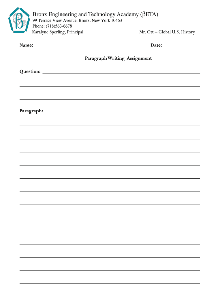 Fillable Online Paragraph Writing Assignment - Blank Form Fax Email Print - pdfFiller