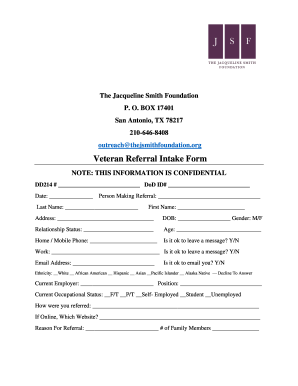 Fillable Online Veteran Referral Intake Form Fax Email Print - pdfFiller
