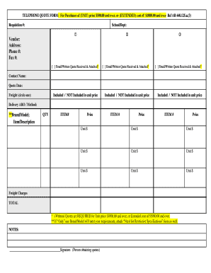 Fillable Online TELEPHONE QUOTE FORM Fax Email Print - pdfFiller