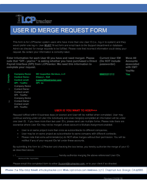 Fillable Online LCPtrackerUser ID Merge Request Form Fax Email Print ...