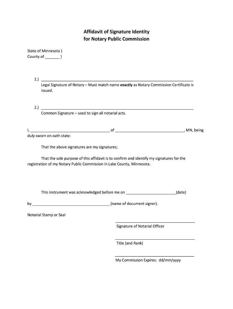 Fillable Online Affidavit of Signature Identity Fax Email Print - pdfFiller