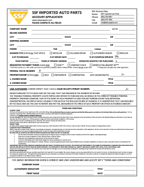 Ssf Imported Auto Parts - Fill Online, Printable, Fillable, Blank ...