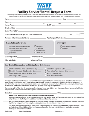 Fillable Online Facility Service/Rental Request Form Fax Email Print ...