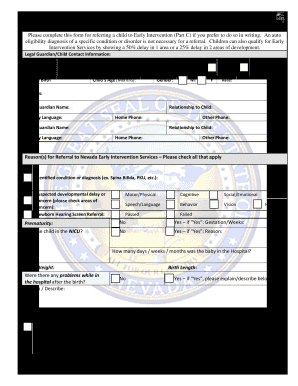 Fillable Online State of Nevada Early Intervention Program Referral ...