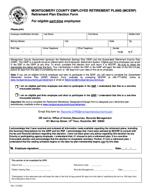 Fillable Online RSP Part-time Employee Retirement Plan Election Form ...