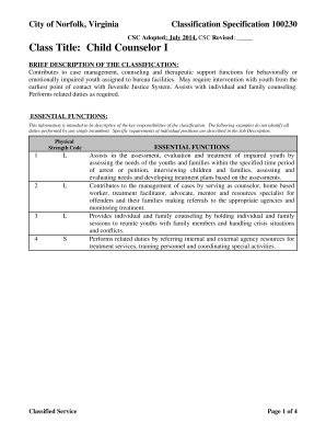 Fillable Online Classification Specification 100230 Fax Email Print ...