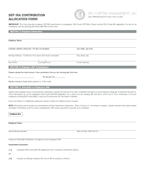 Fillable Online SEP IRA CONTRIBUTION ALLOCATION FORM - PDF Free ...