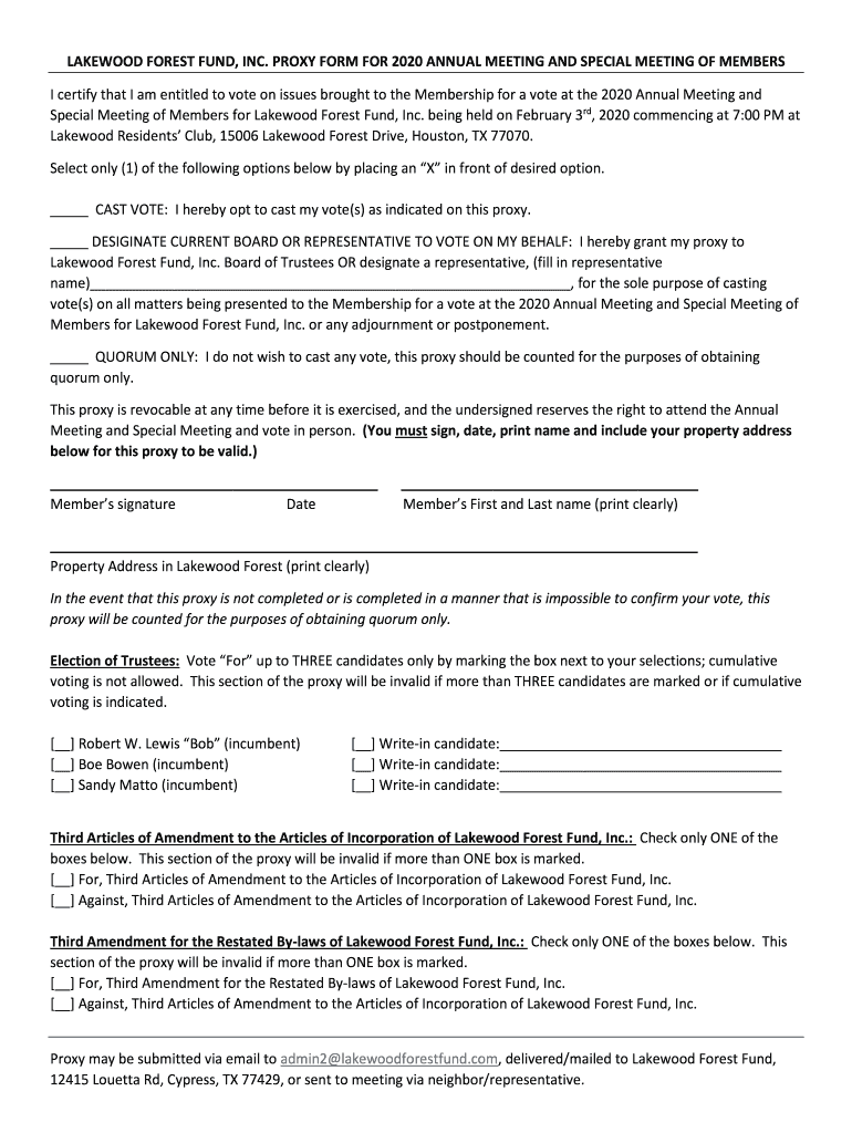 Fillable Online Online Voting for HOA Board Elections and Ballot ...