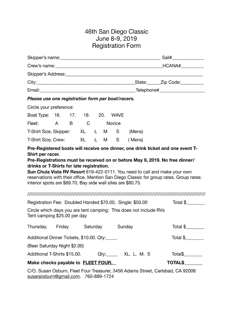 Fillable Online TOT Registration Form For Office Use Only - Treasurer ...