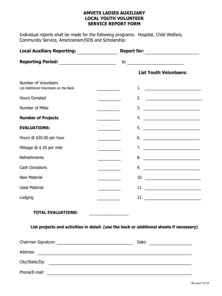 Fillable Online AMVETS LADIES AUXILIARY LOCAL YOUTH VOLUNTEER SERVICE ...