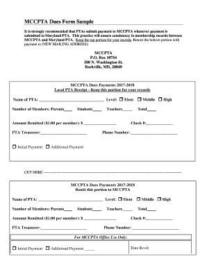Fillable Online MCCPTA Dues Form Sample Fax Email Print - pdfFiller