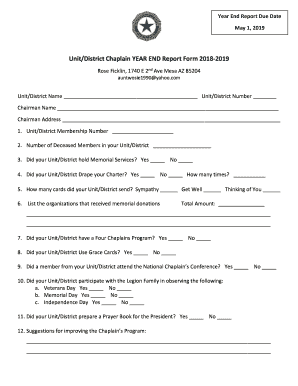 Fillable Online Unit/District Chaplain YEAR END Report Form 2018-2019 ...