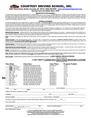 Fillable Online state test, and the behind-the-wheel instruction, then ...