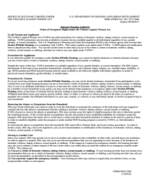 Fillable Online NOTICE OF OCCUPANCY RIGHTS UNDER U.S. DEPARTMENT Fax ...