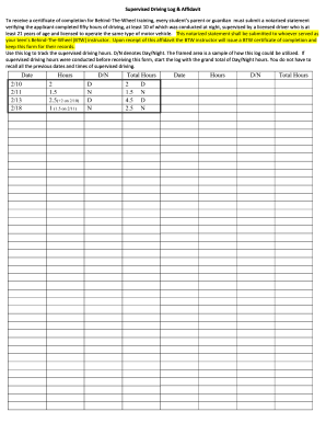 Fillable Online Supervised Driving Log & Affidavit Fax Email Print ...