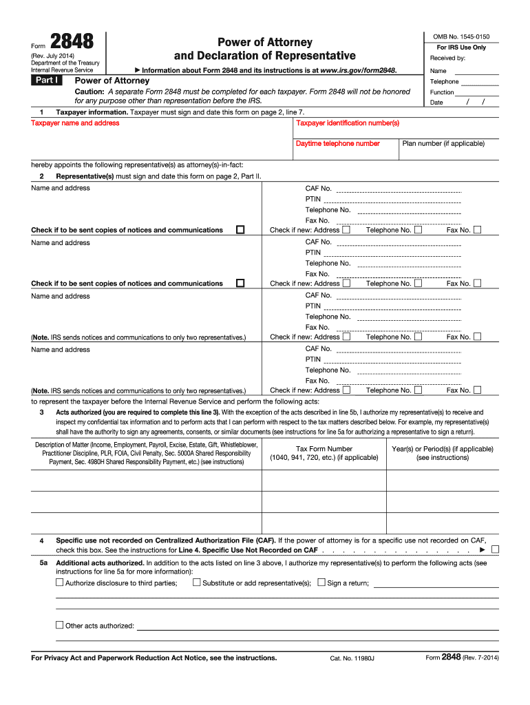 Fillable Online to represent the taxpayer before the Internal Revenue ...