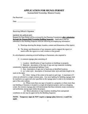 Fillable Online APPLICATION FOR SIGN(S) PERMIT Fax Email Print - pdfFiller