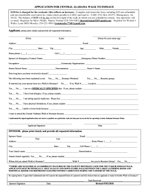 Fillable Online application for central alabama walk to emmaus - Wsimg.com Fax Email Print ...