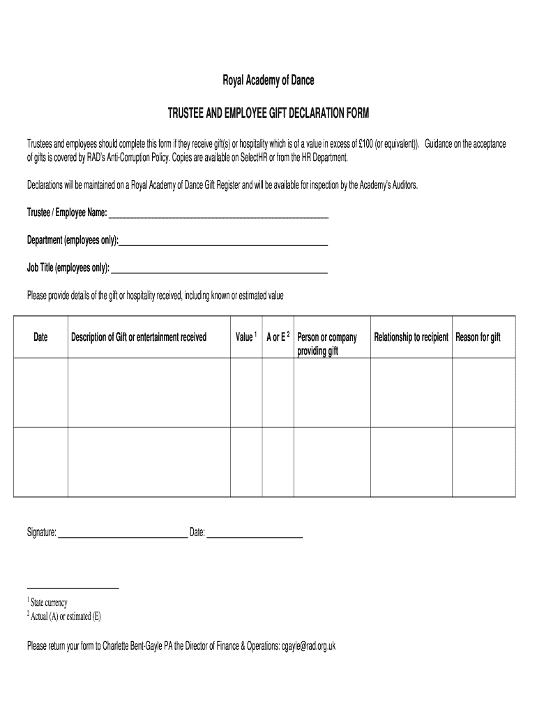 Gift Declaration Form - Fill Online, Printable, Fillable, Blank | pdfFiller