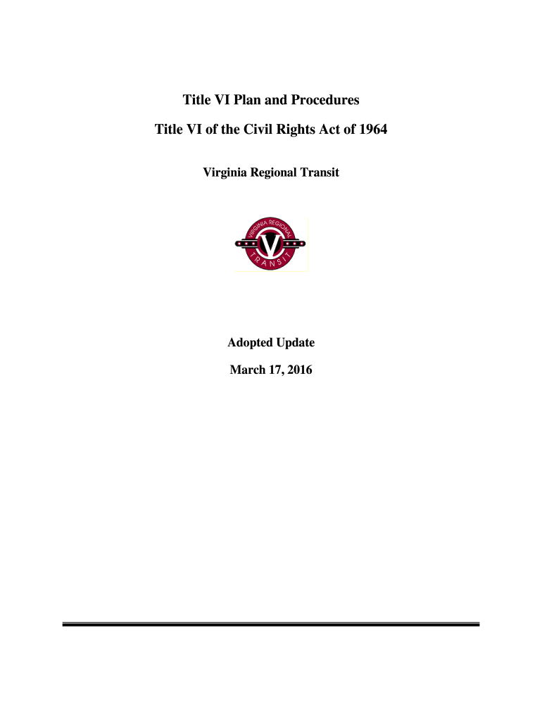 Fillable Online Title VI Plan and Procedures Title VI of the Civil ...