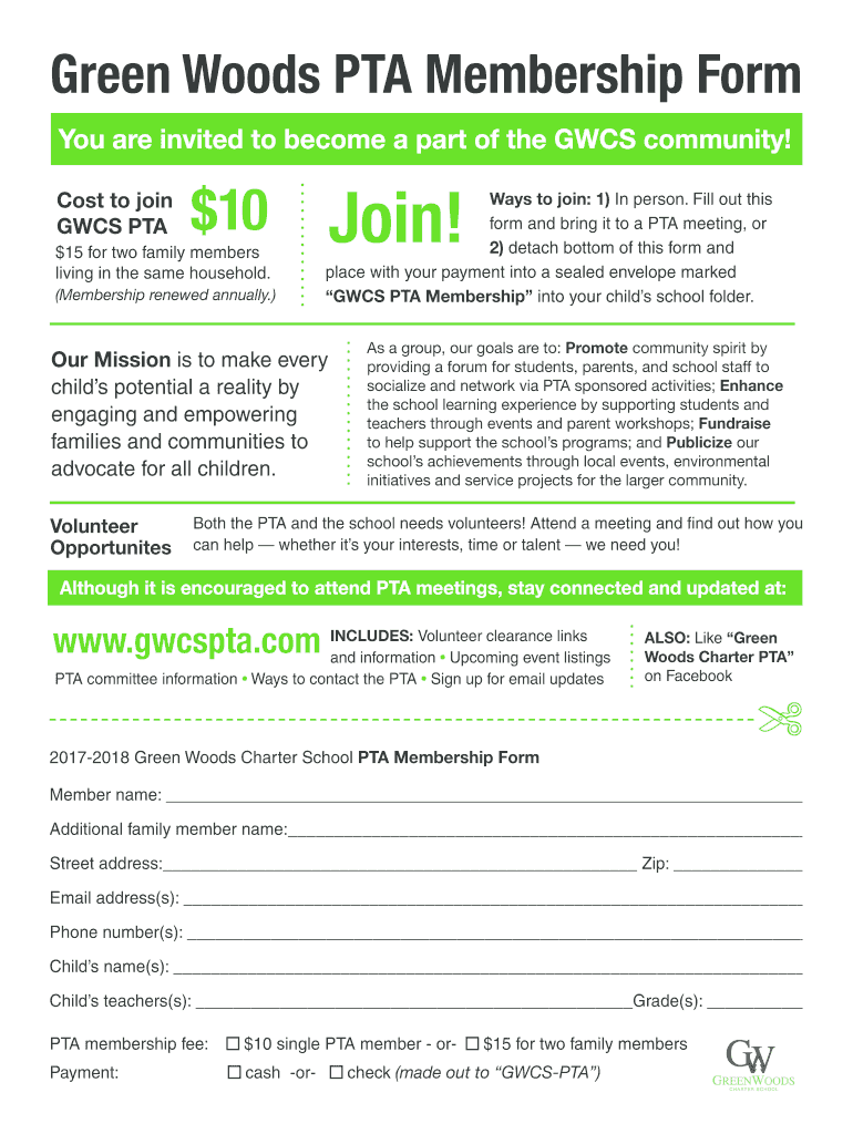 Fillable Online PTA Membership Form 201718.indd - Wsimg.com Fax Email ...