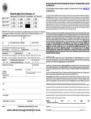 Fillable Online official american kennel club agility entry form ...