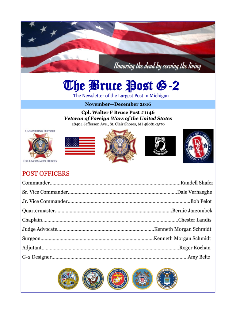 Fillable Online Walter F Bruce Post #1146 Fax Email Print - pdfFiller
