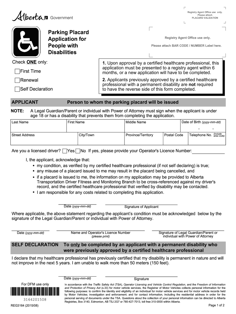 Fillable Online Parking Placard Application for People with ...