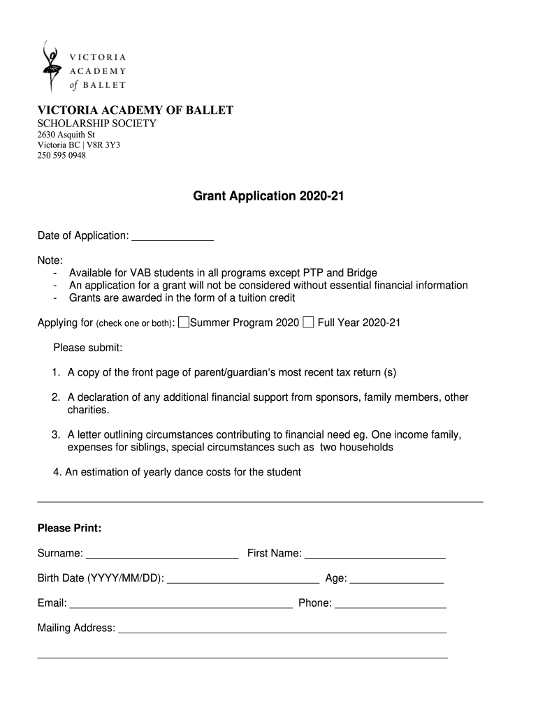 Fillable Online VICTORIA ACADEMY OF BALLET Fax Email Print - pdfFiller