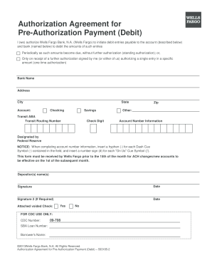 Fillable Online Authorization Agreement for Pre-Authorization Payment ...