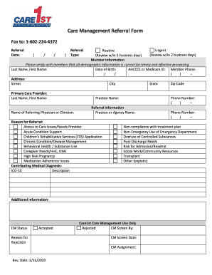 Fillable Online Care1st Care Management Referral Form - Care1st Health ...