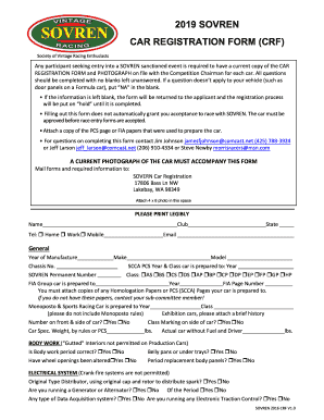 Fillable Online 201 SOVREN CAR REGISTRATION FORM (CRF) Fax Email Print ...