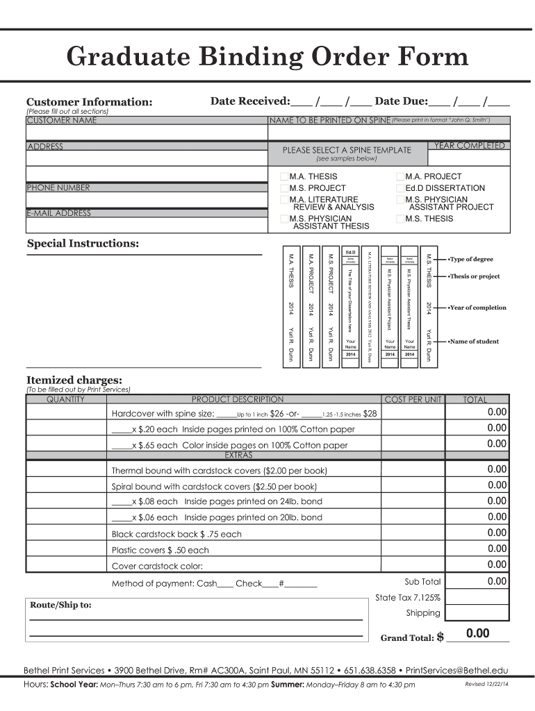 Fillable Online Graduate Binding Information Fax Email Print - pdfFiller