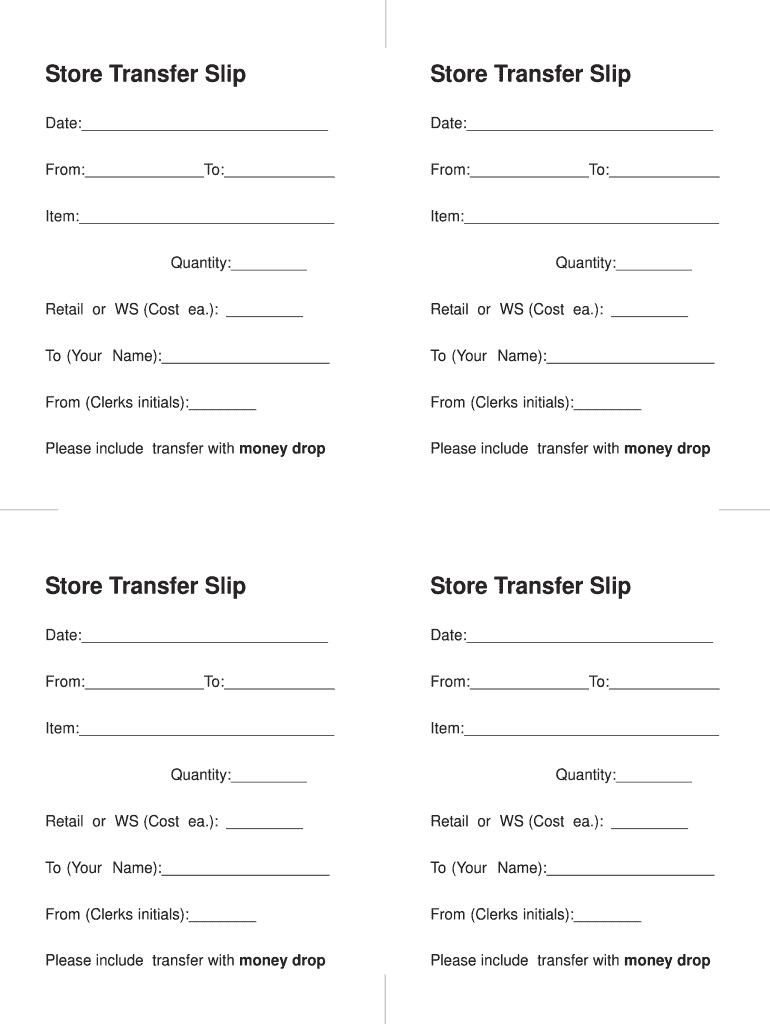 Fillable Online Store Transfer Slip.pmd Fax Email Print - pdfFiller