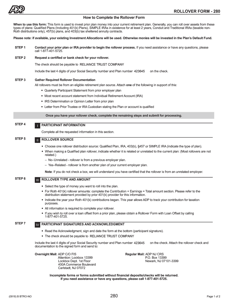 Fillable Online How to Complete the Rollover Form Fax Email Print ...