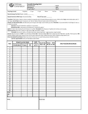 Fillable Online Cucurbit Scouting Form Farm/Grower: Scout: Field Name ...