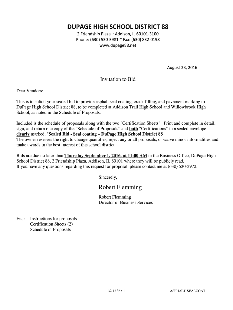 Fillable Online This is to solicit your sealed bid to provide asphalt ...