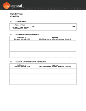 Fillable Online Family Trust Checklist Fax Email Print - pdfFiller